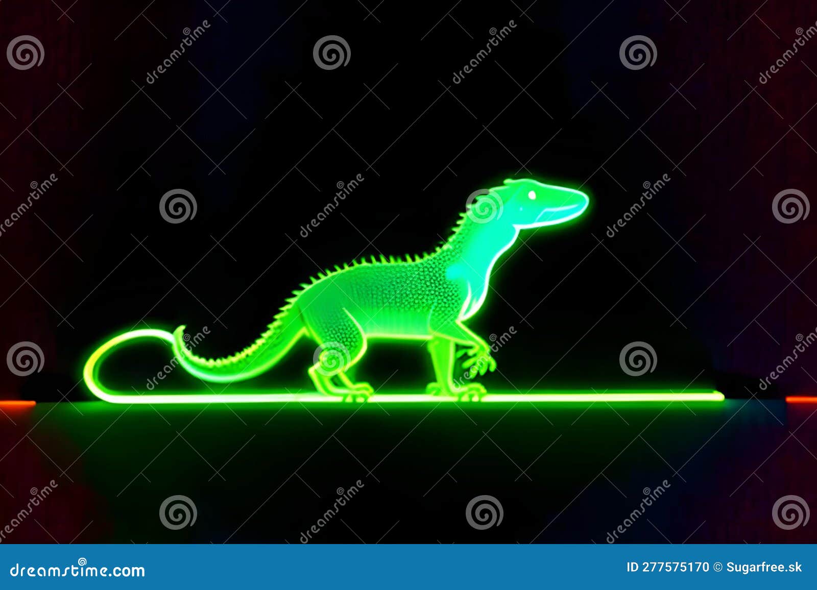 Neon Glowing Outlined Illustration of Lizard Stock Illustration ...