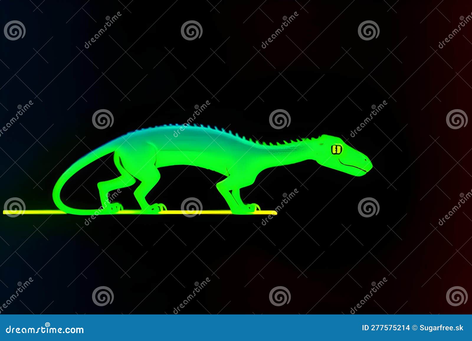 Neon Glowing Outlined Illustration of Lizard Stock Illustration ...