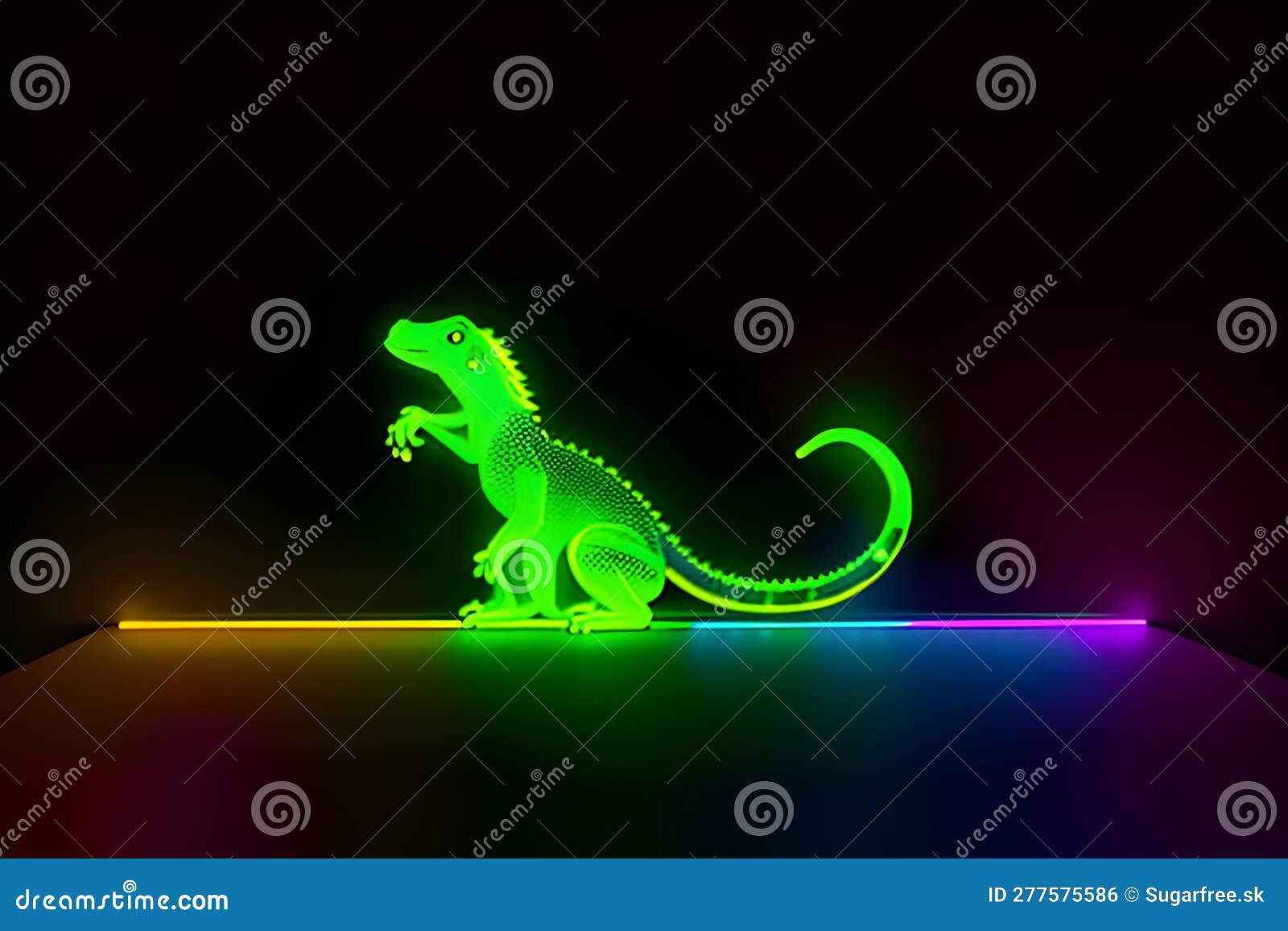 Neon Glowing Outlined Illustration of Lizard Stock Illustration ...