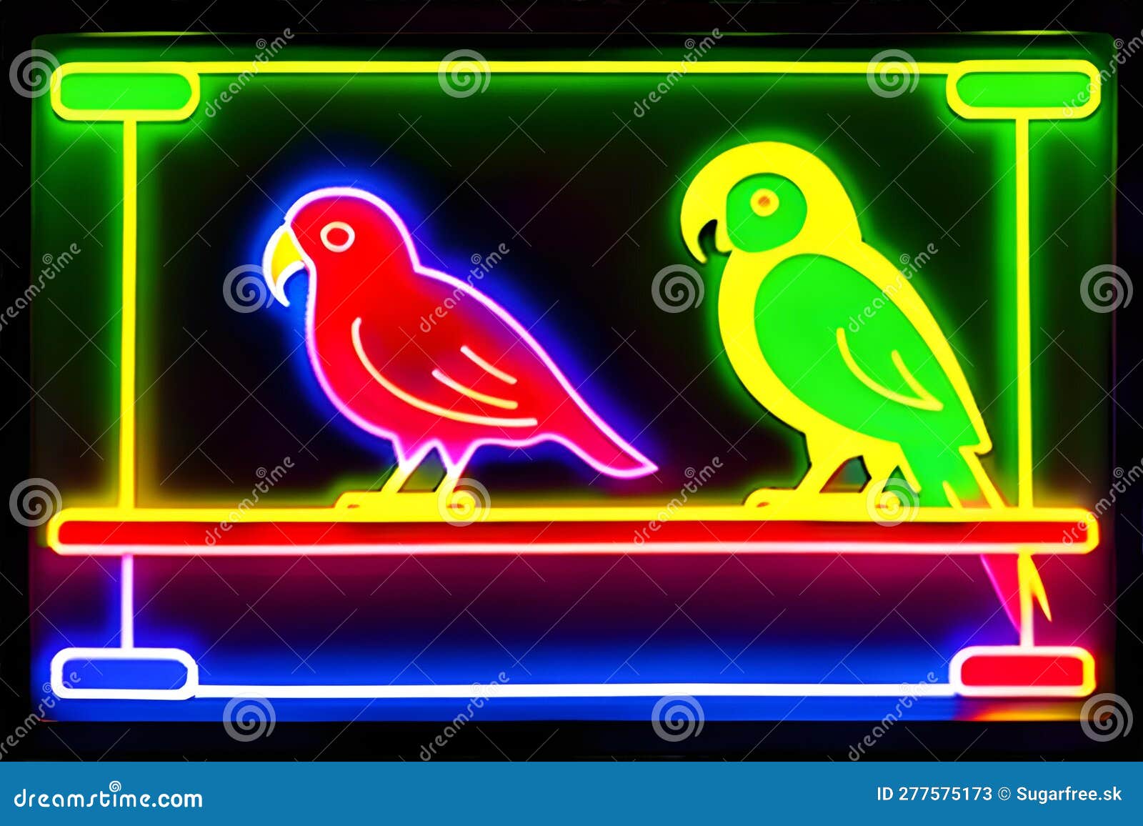 Neon Glowing Outlined Illustration of Parrot Stock Illustration ...