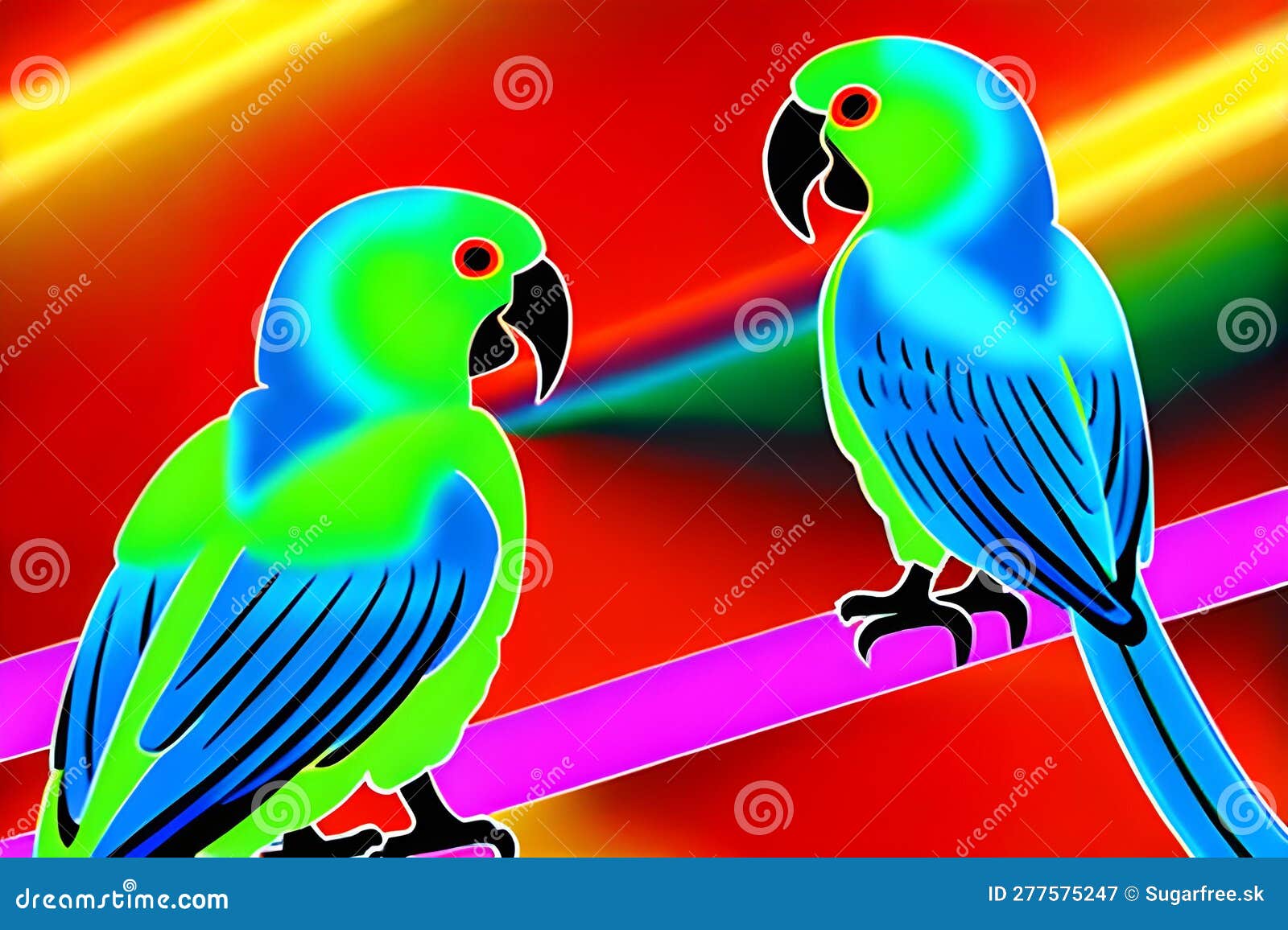 Neon Glowing Outlined Illustration of Parrot Stock Illustration ...