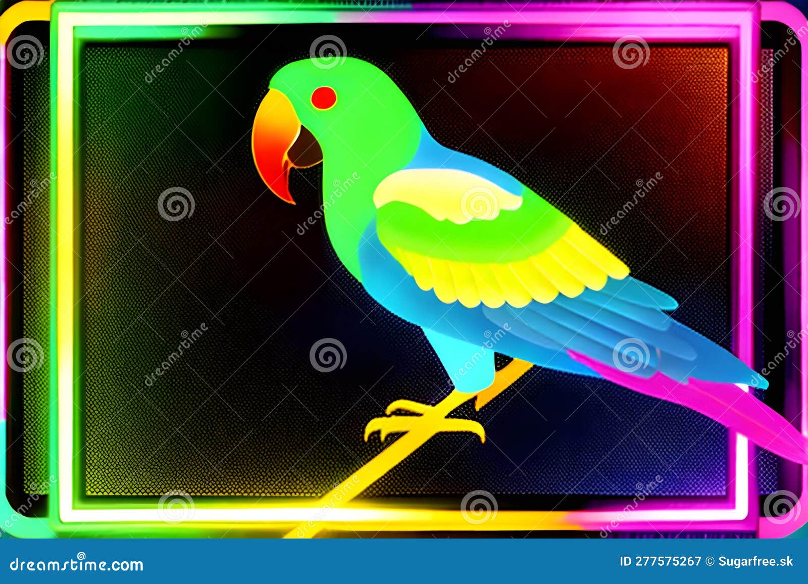 Neon Glowing Outlined Illustration of Parrot Stock Illustration ...