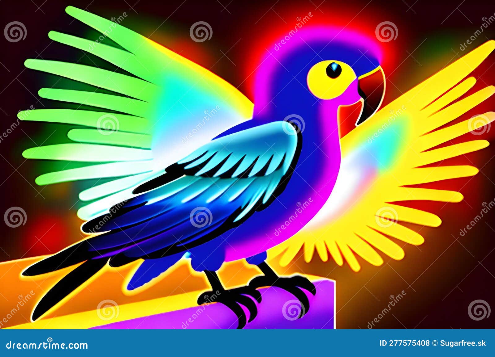 Neon Glowing Outlined Illustration of Parrot Stock Illustration ...