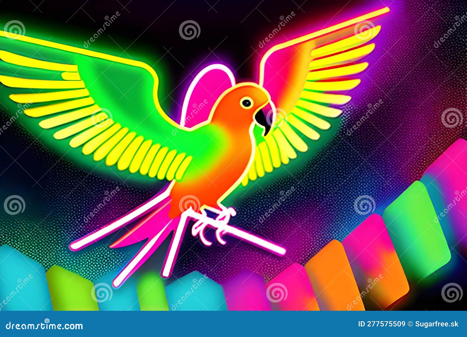 Neon Glowing Outlined Illustration of Parrot Stock Illustration ...