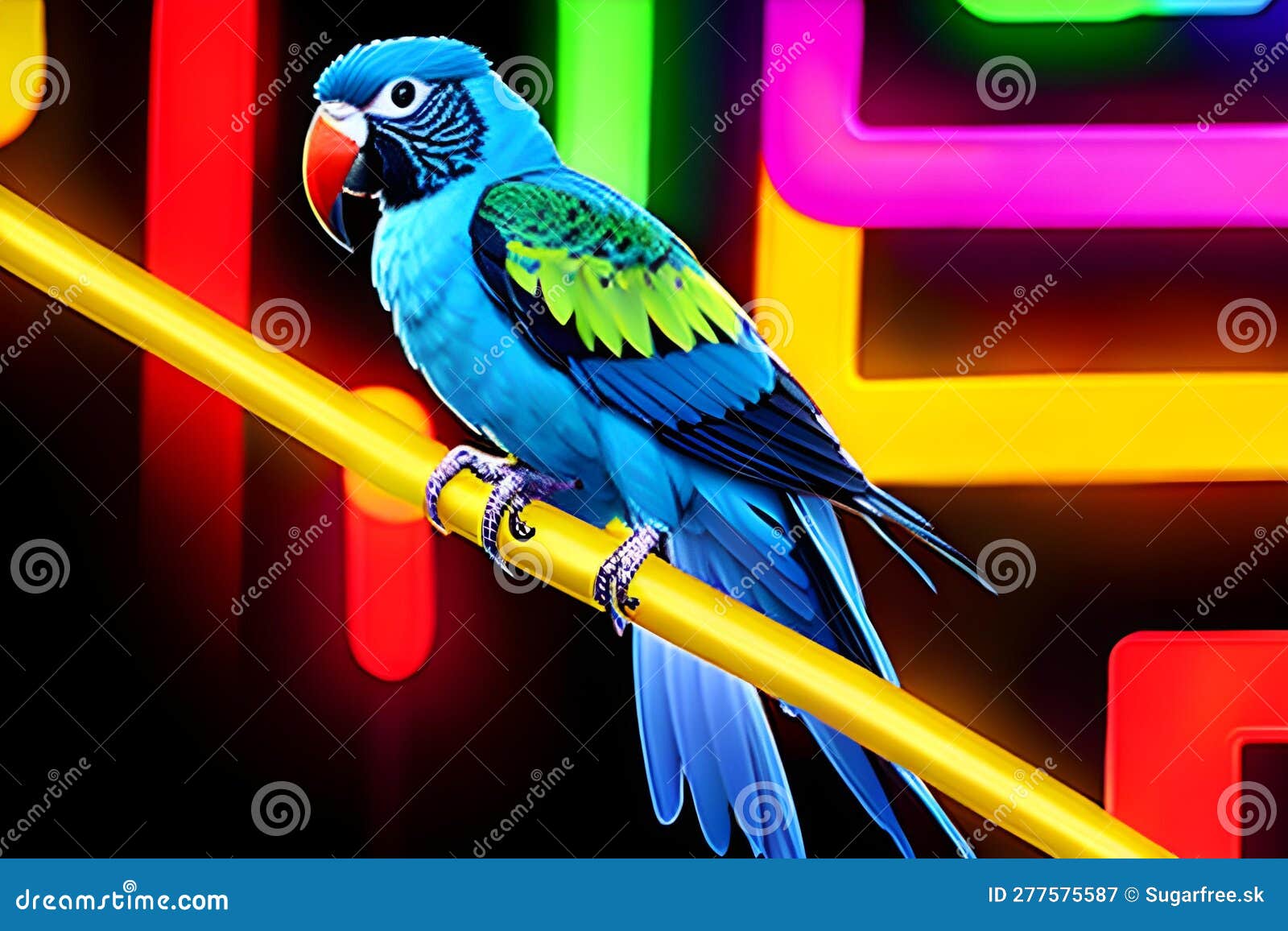 Neon Glowing Outlined Illustration of Parrot Stock Illustration ...