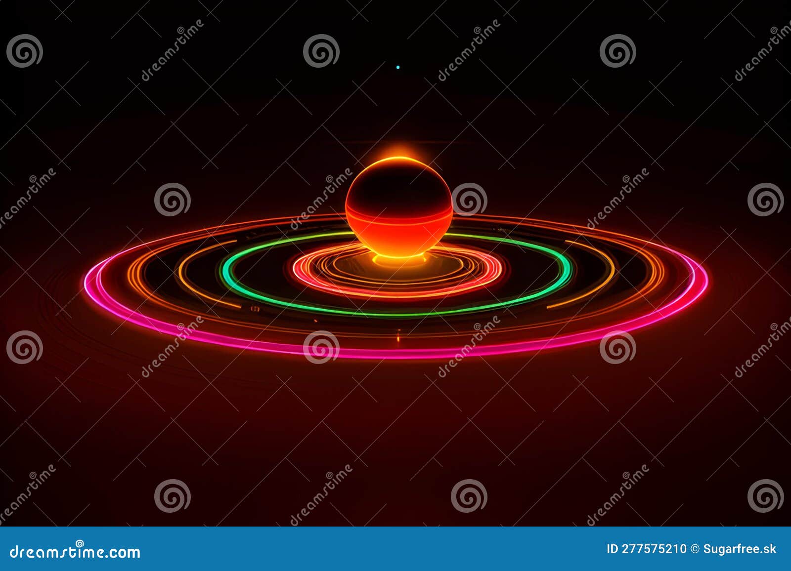 Neon Glowing Outlined Illustration of Planet Stock Illustration ...