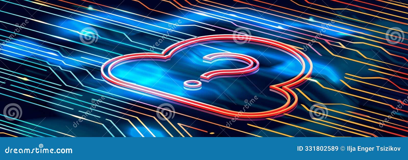 Neon Glowing Question Mark Inside a Cloud Symbol on Circuit Board, Cloud Computing Security ...