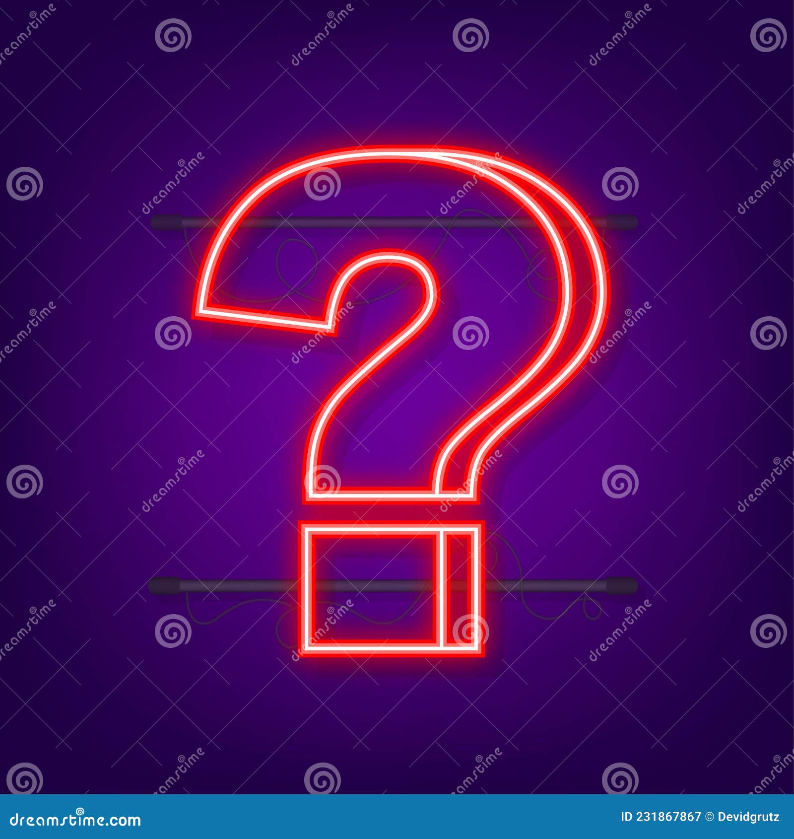 Neon Glowing Question Mark. Quiz Neon Banner. Vector Stock Illustration ...