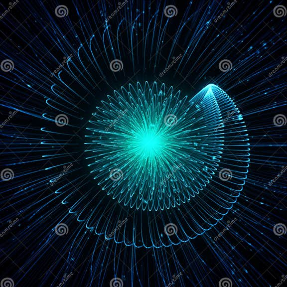 Neon Glowing Rays Forming a Sphere in the Center Stock Illustration ...