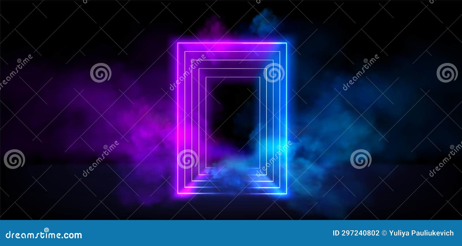 Neon Glowing Rectangular Frame with Smoke Stock Illustration - Illustration of abstract, purple ...
