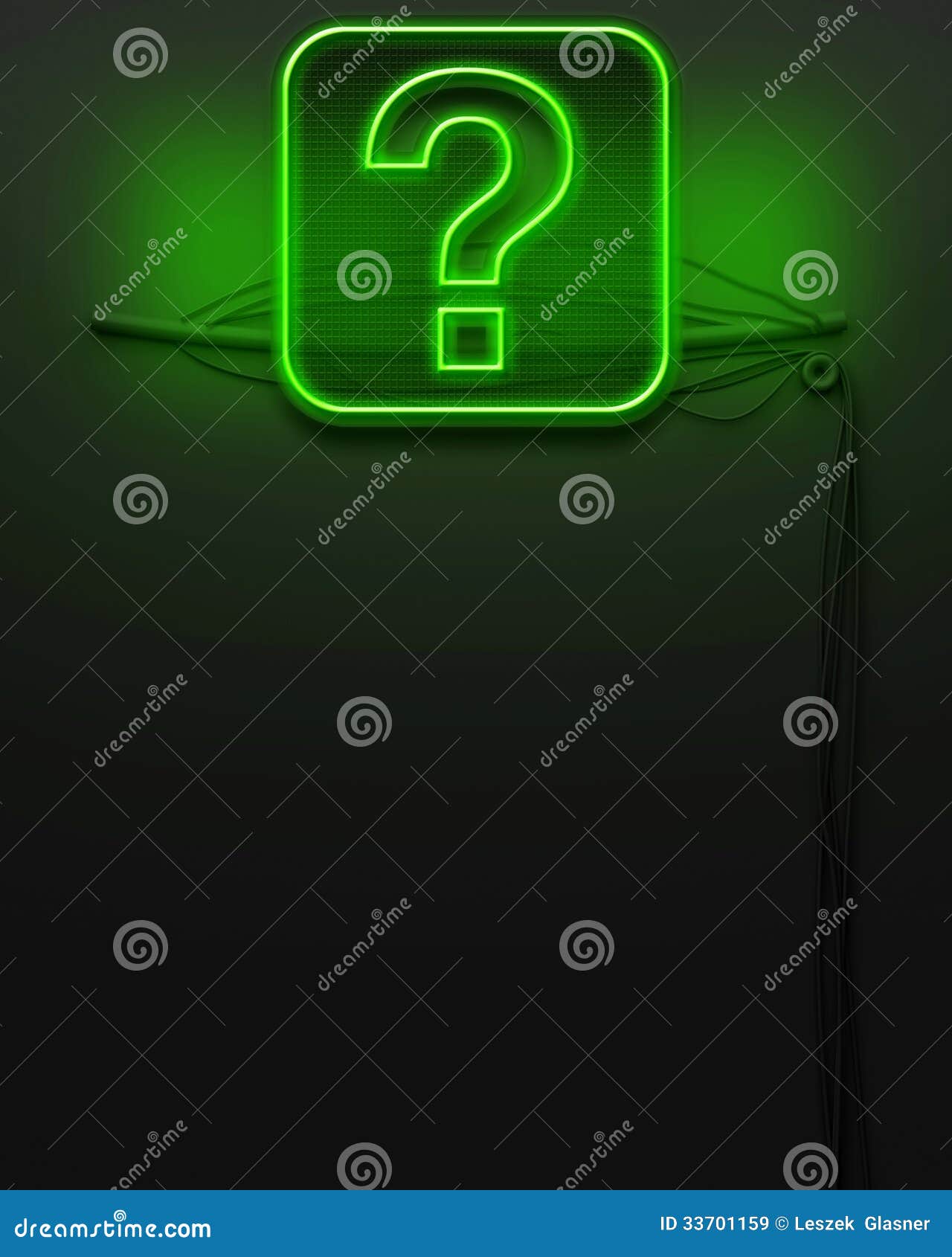 Neon Glowing Signboard with Question Mark, Copyspace Stock Illustration ...