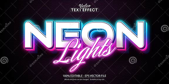 Neon Glowing Text Effect, Editable Neon Light Text Style Stock Vector ...