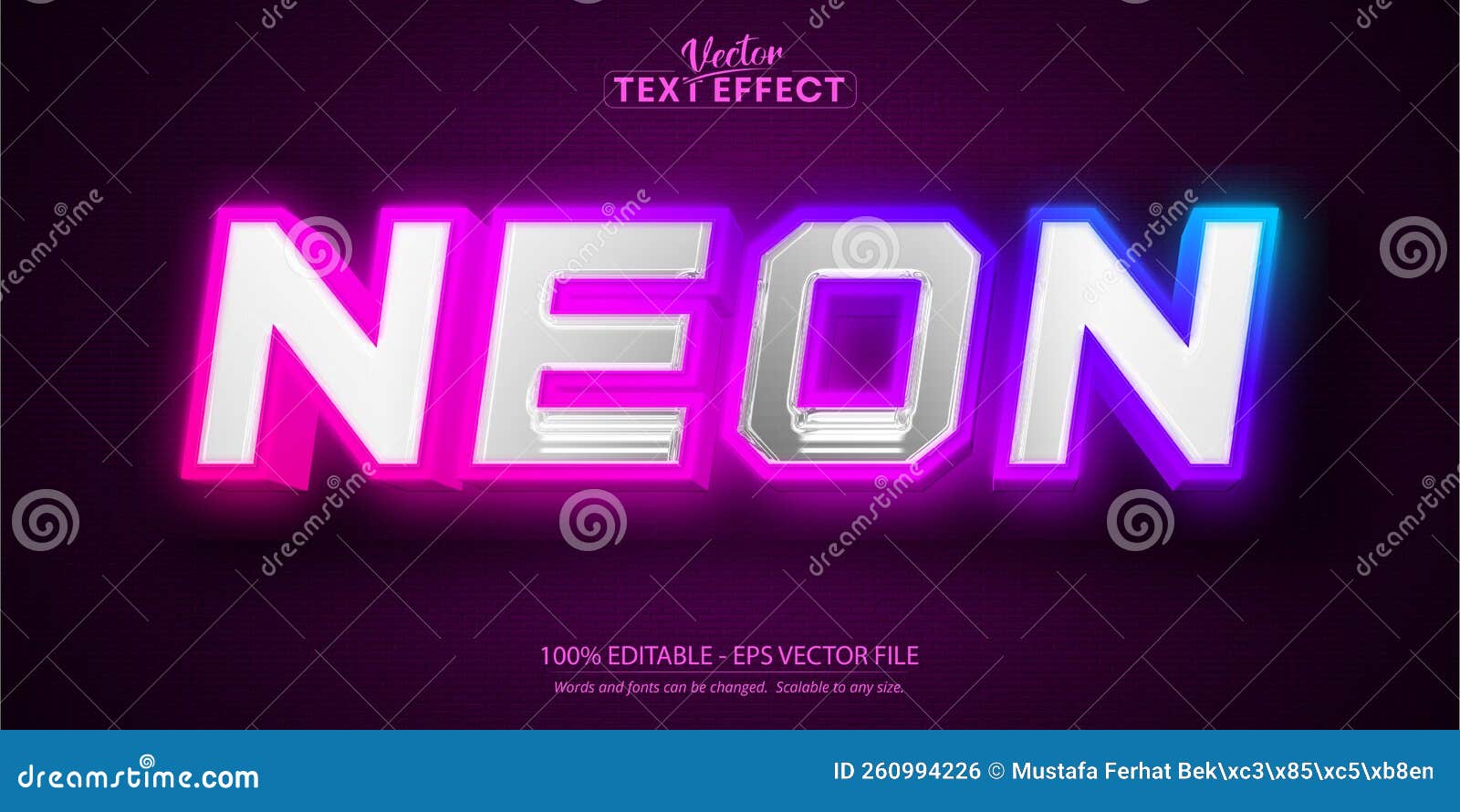 Neon Glowing Text Effect, Editable Neon Light Text Style Stock Vector ...