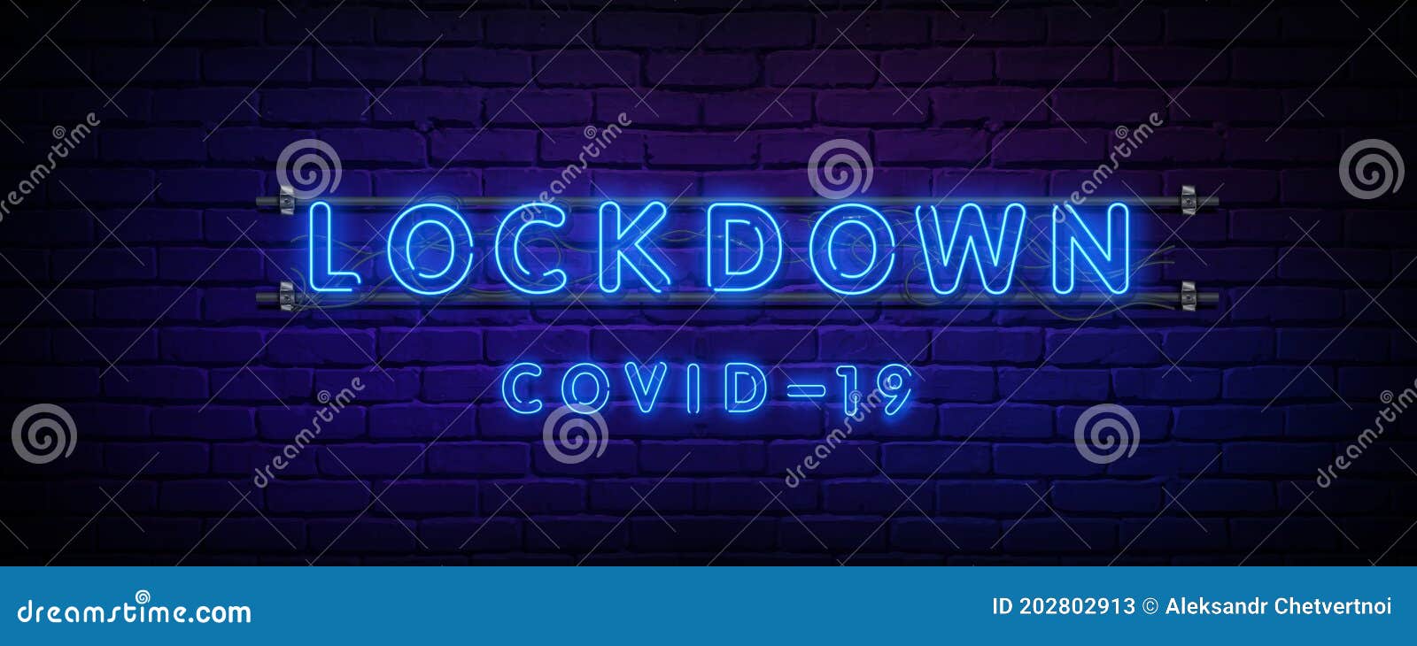 A Neon Glowing Text Letter Sign with Covid-19 Life on Lockdown. Vector ...