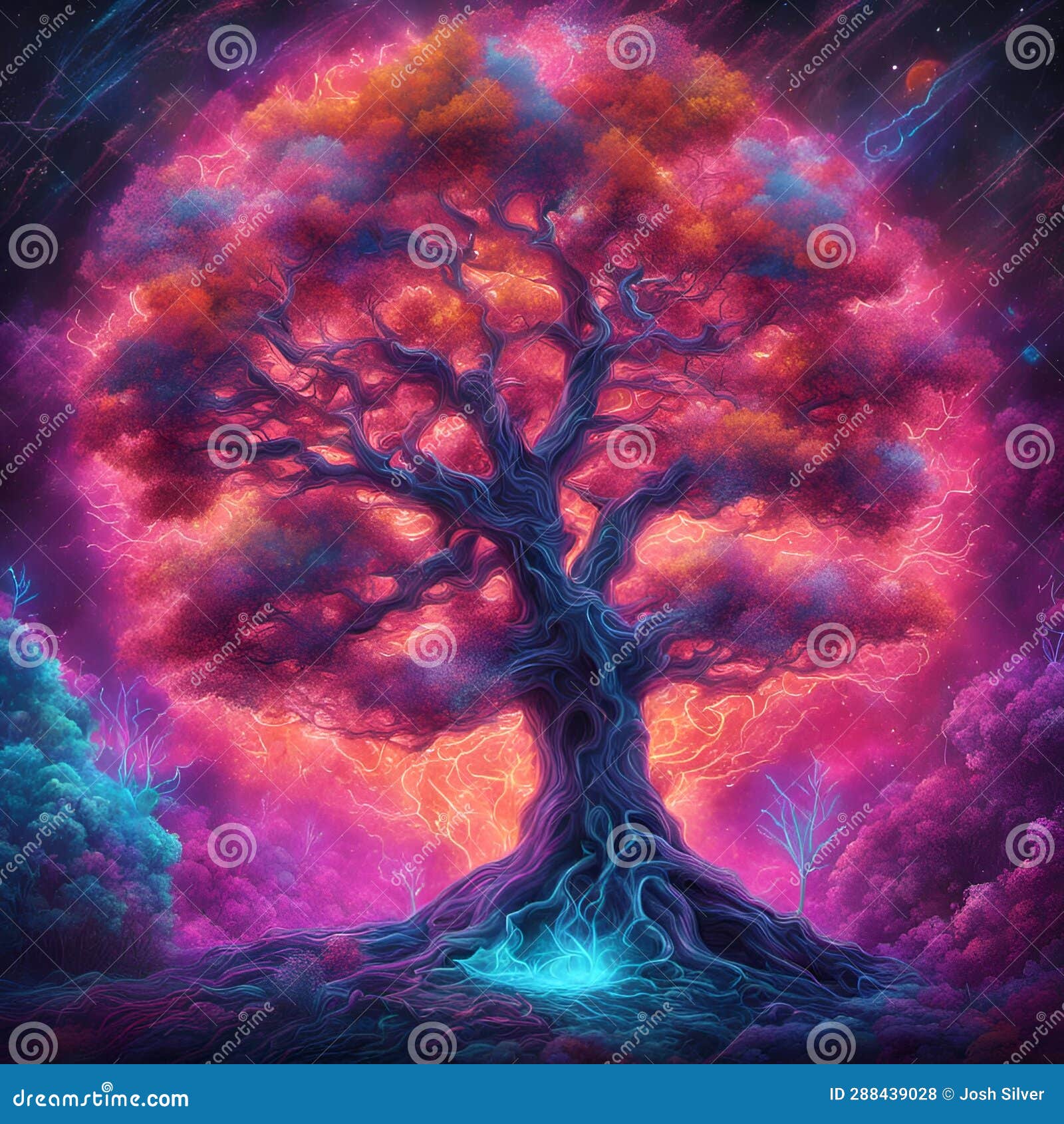 Neon tree stock illustration. Illustration of poster - 288439028