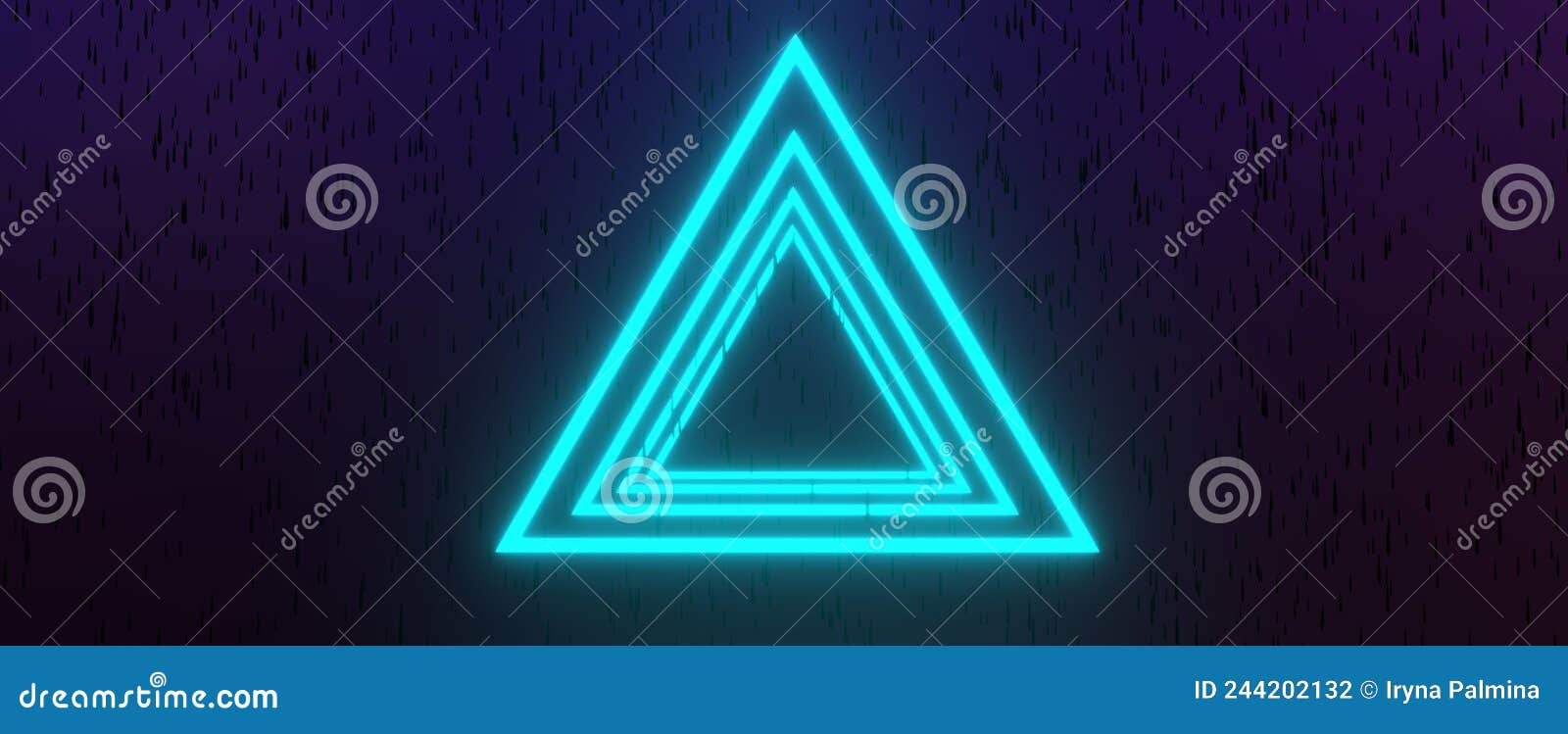 Neon Glowing Triangle in Rain Stock Illustration - Illustration of blue ...
