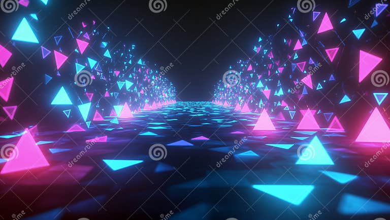 Neon Glowing Triangles Abstract Pathway High Quality Image Stock ...