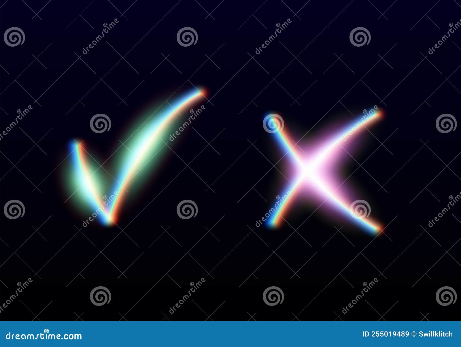 Neon Glowing Yes and No Checkmarks. Shiny Check and Cross Signs. Vote ... Neon Glowing Yes and No Checkmarks. Shiny Check and Cross Signs. Vote ...