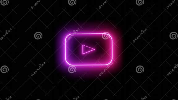 Neon Glowing Youtube Logo Image on Black Background Stock Photo - Image ...