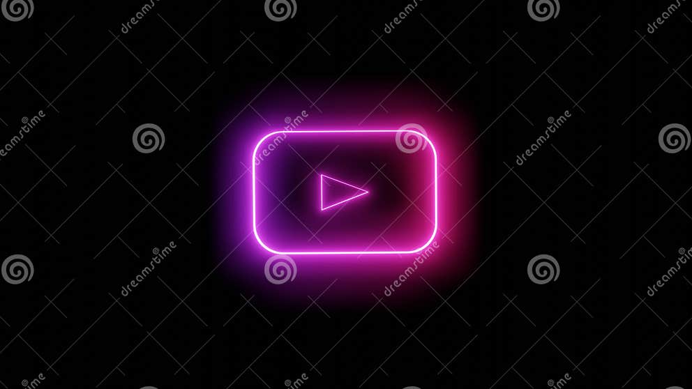 Neon Glowing Youtube Logo Image on Black Background Editorial Stock ...