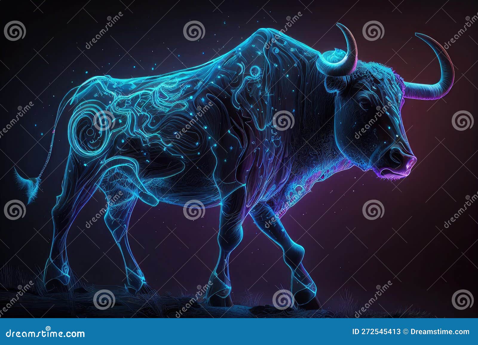 The Constellation Taurus Visualized As A Glowing Bull Against A Star ...