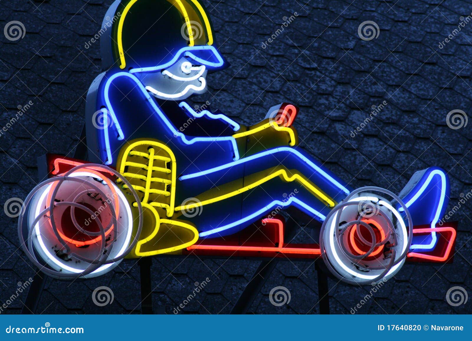 Neon Go Kart Sign stock photo. Image of colorful, motor - 17640820
