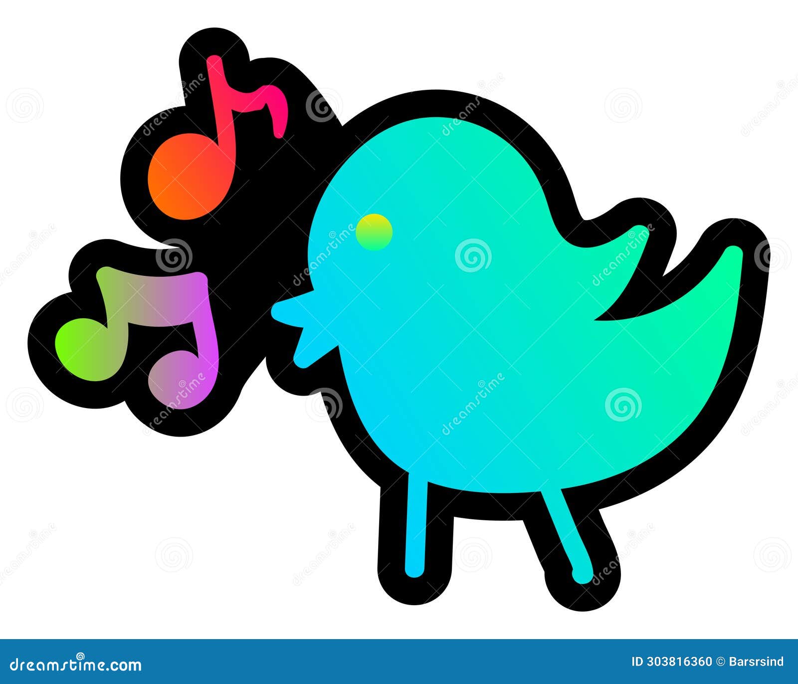Neon Gradient Bird Night Fluorescent Light Stock Illustration ...
