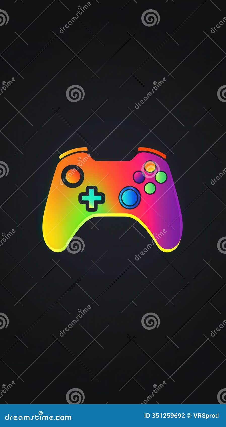 Neon Gradient Game Controller Icon on Dark Background Stock ...