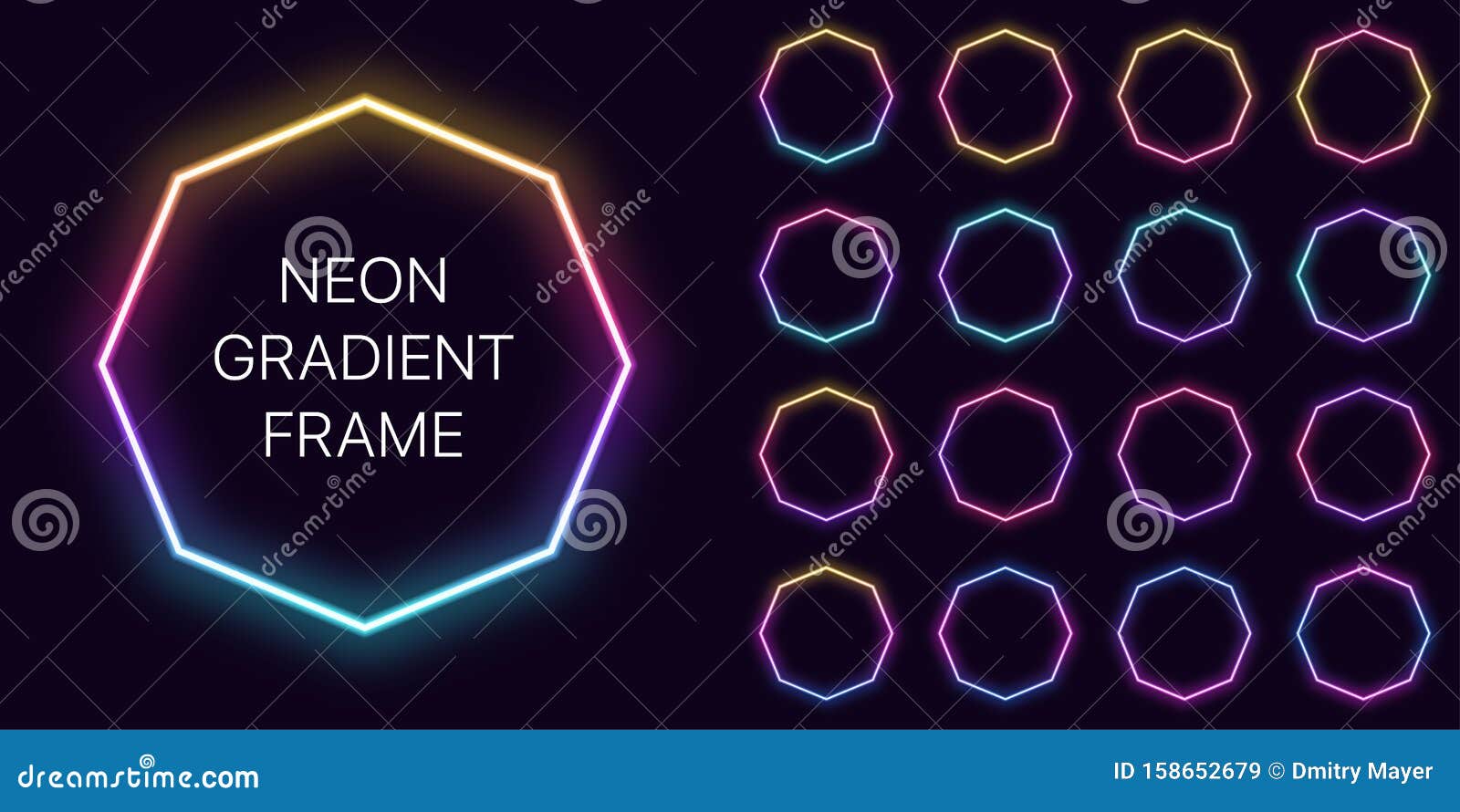 3d Octagon Space. Light With White Line. Illustration 3d Rendering ...