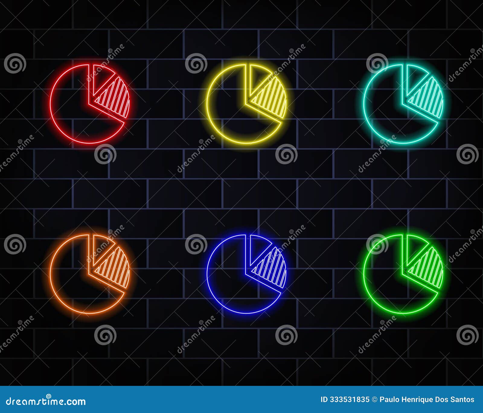 Neon Gradient Pie Chart, Infographics Collection for Reports and ...