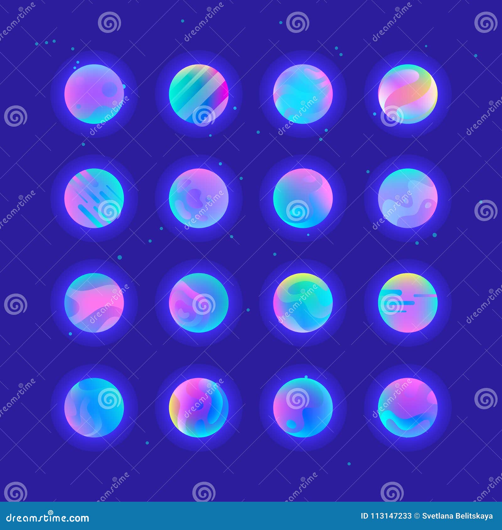 Neon gradient planets stock vector. Illustration of surface - 113147233