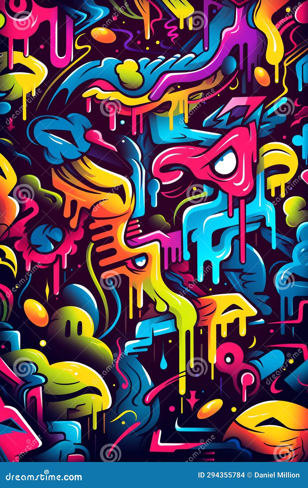 Neon Graffiti 90s Retro Background Stock Photography | CartoonDealer ...