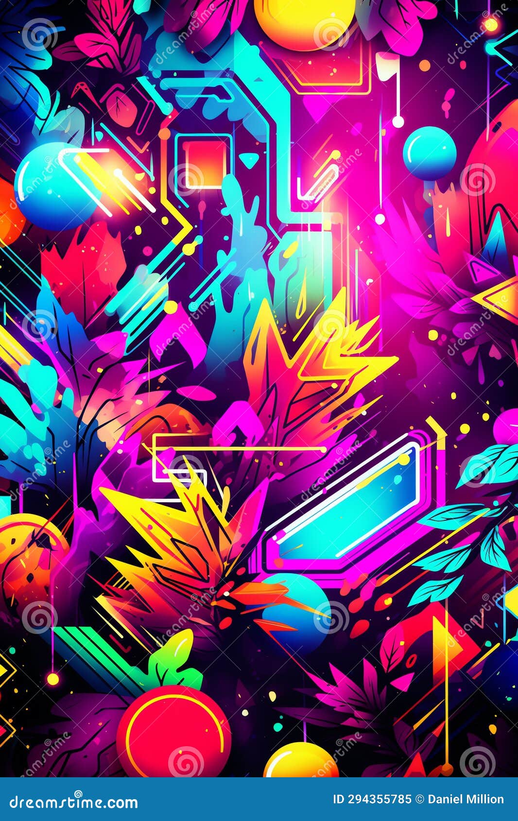 Neon Graffiti 90s Retro Background Royalty-Free Stock Photo ...