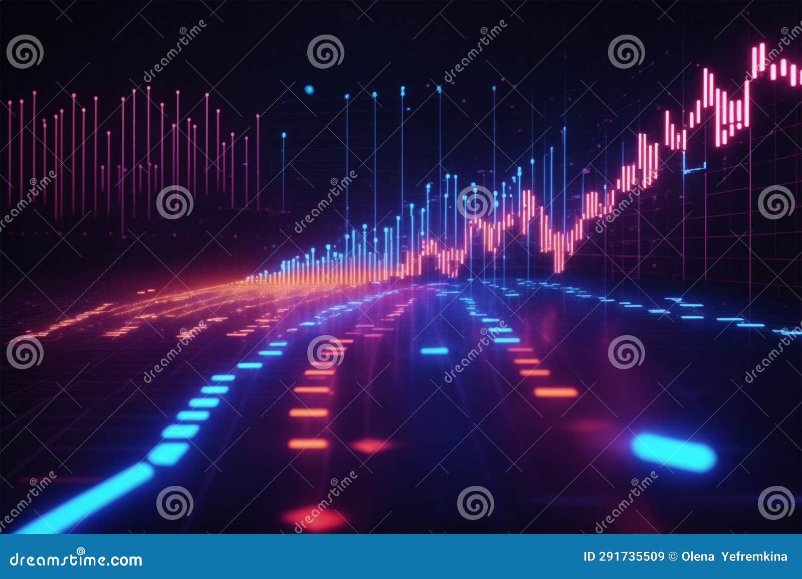 Neon Graph, Growth Dynamics, Changes in a Futuristic Style. Ai ...