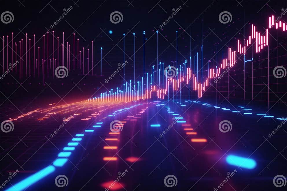 Neon Graph, Growth Dynamics, Changes in a Futuristic Style. Ai ...