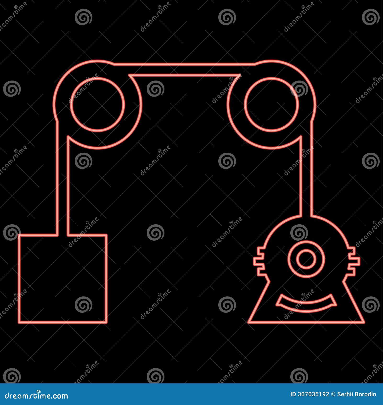 Neon Gravity Engine Red Color Vector Illustration Image Flat Style ...