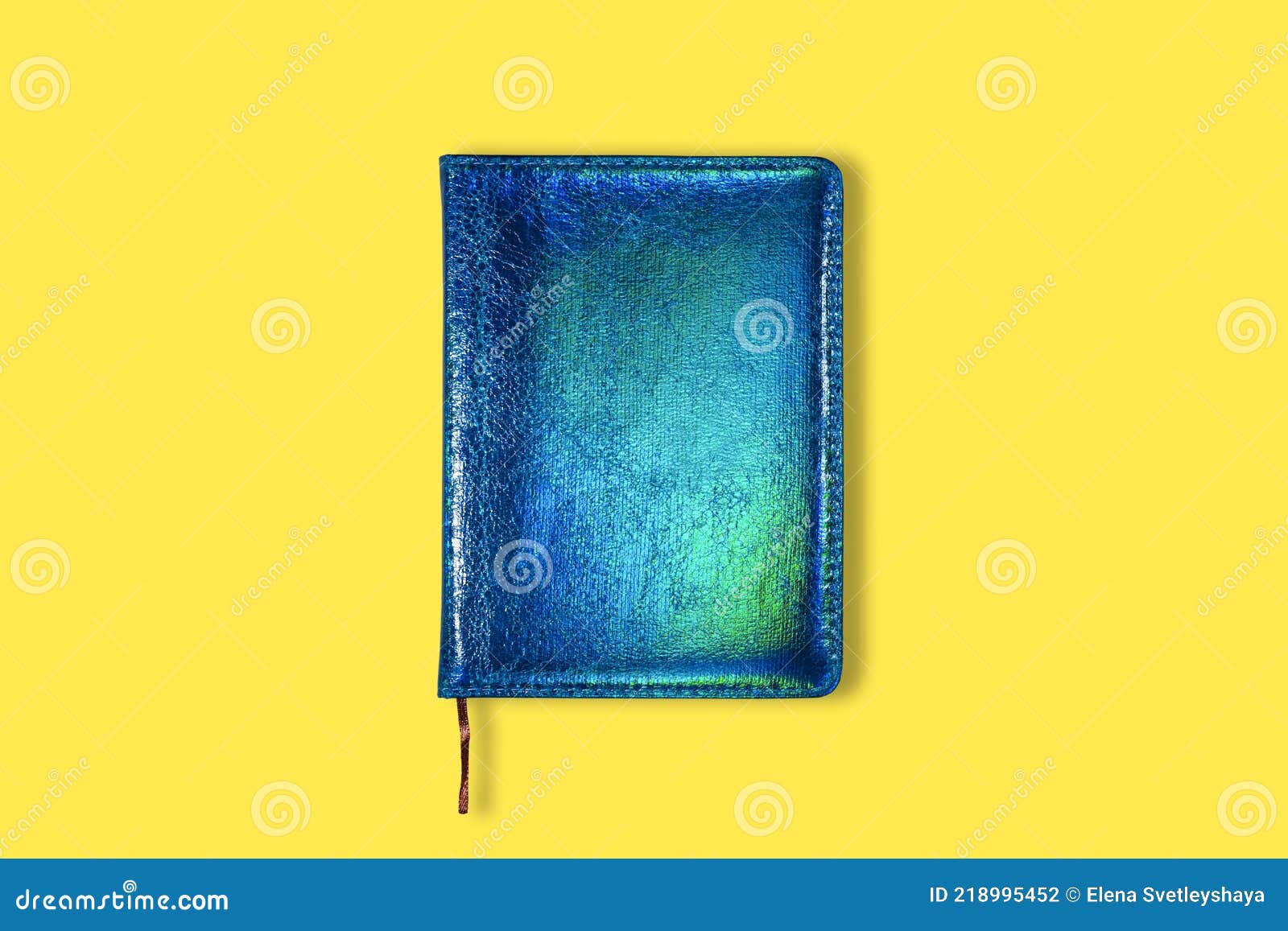 Neon Green and Blue Closed Notebook Mockup Isolated on Yellow ...