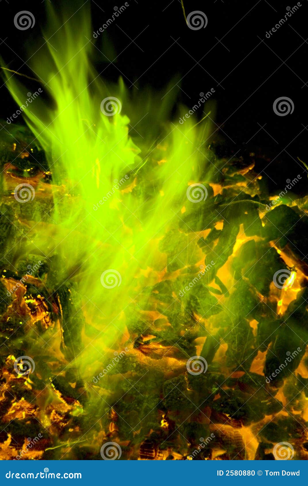 Neon Green Flames of Fire stock photo. Image of comfort - 2580880