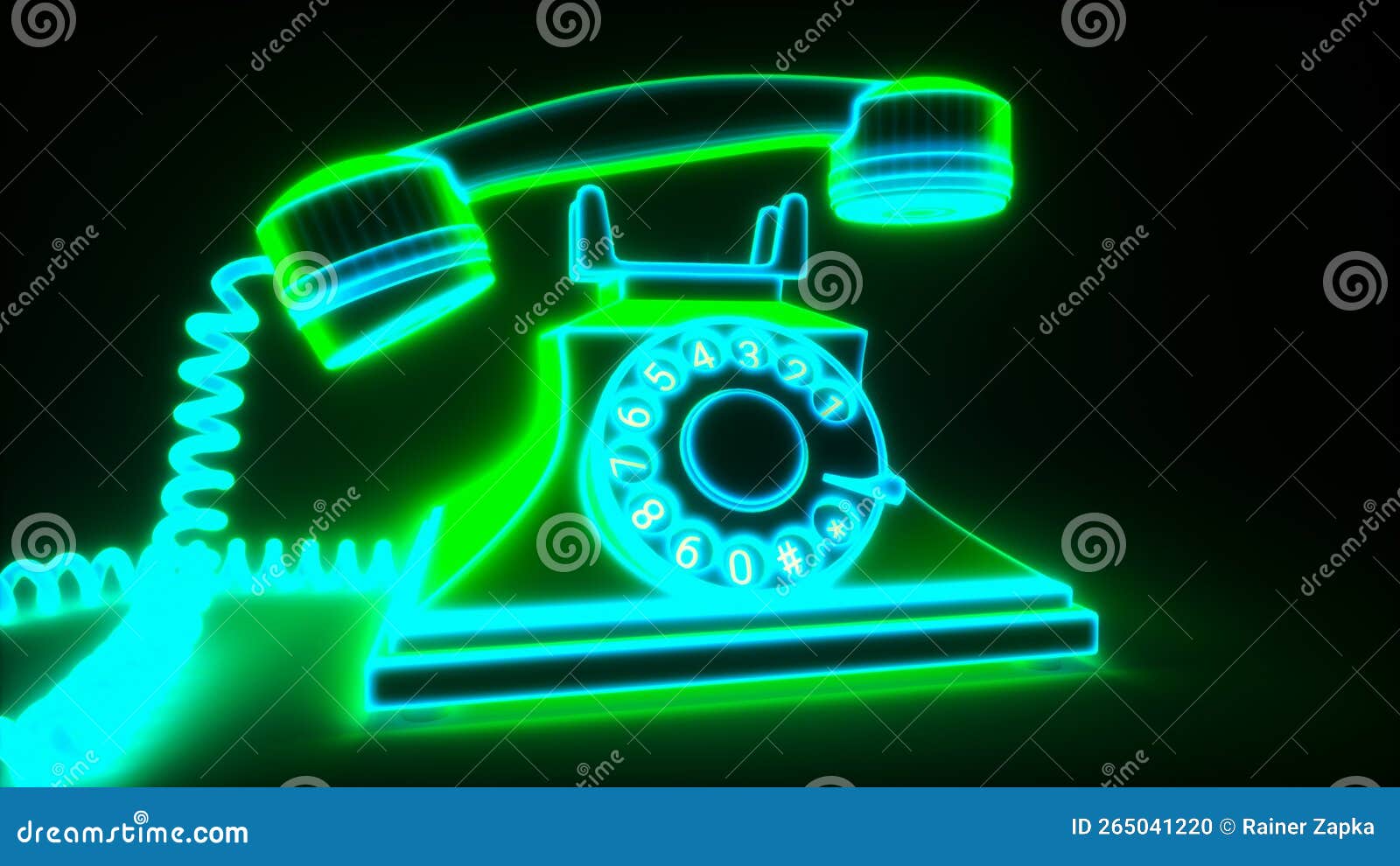 Neon Green Glowing Phone3d Rendering Stock Illustration - Illustration ...