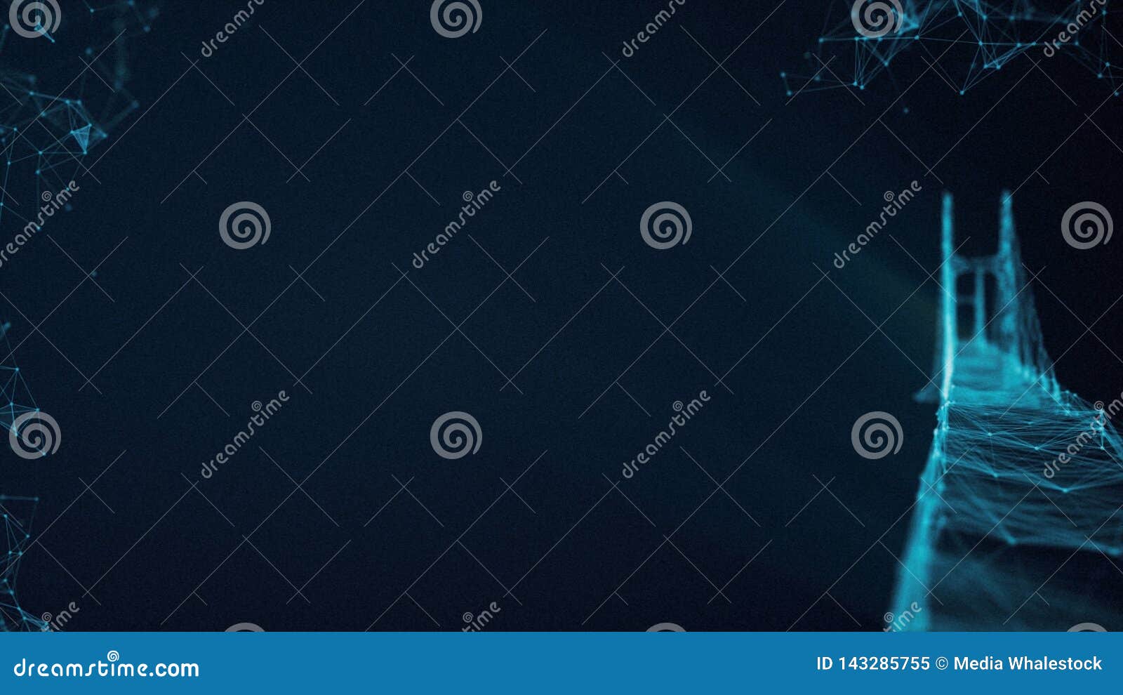 Neon Green Lines in a Shape of a Bridge on Dark Blue Background ...