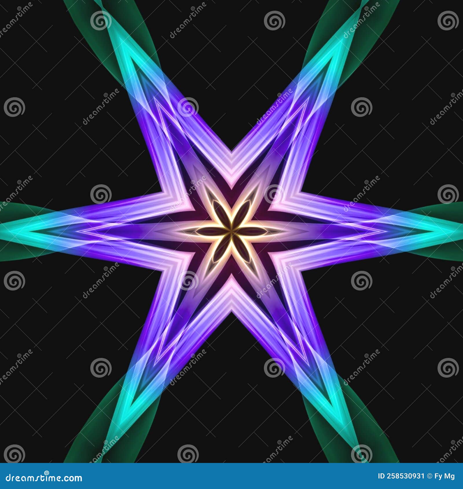 Neon Green and Purple Star on Black Background Stock Illustration ...
