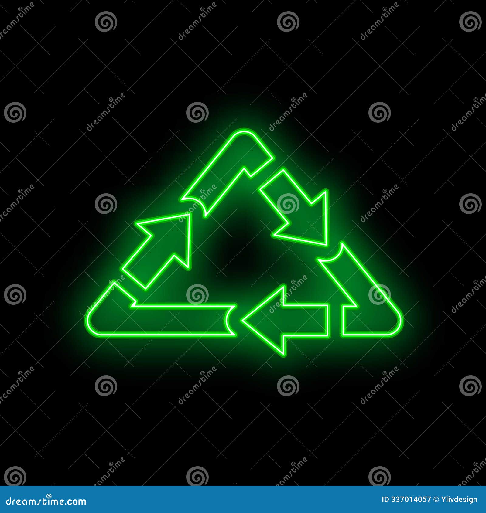 Neon Green Recycling Symbol Glowing on Black Background Stock Illustration - Illustration of ...