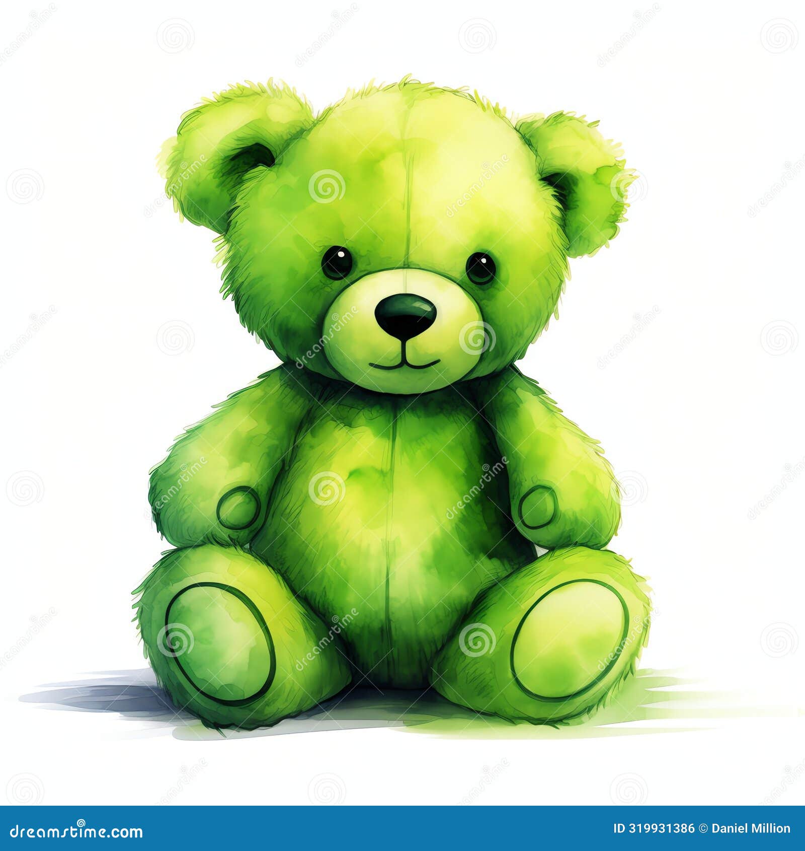 Neon Green Teddy Bear Illustration For Nursery | CartoonDealer.com ...