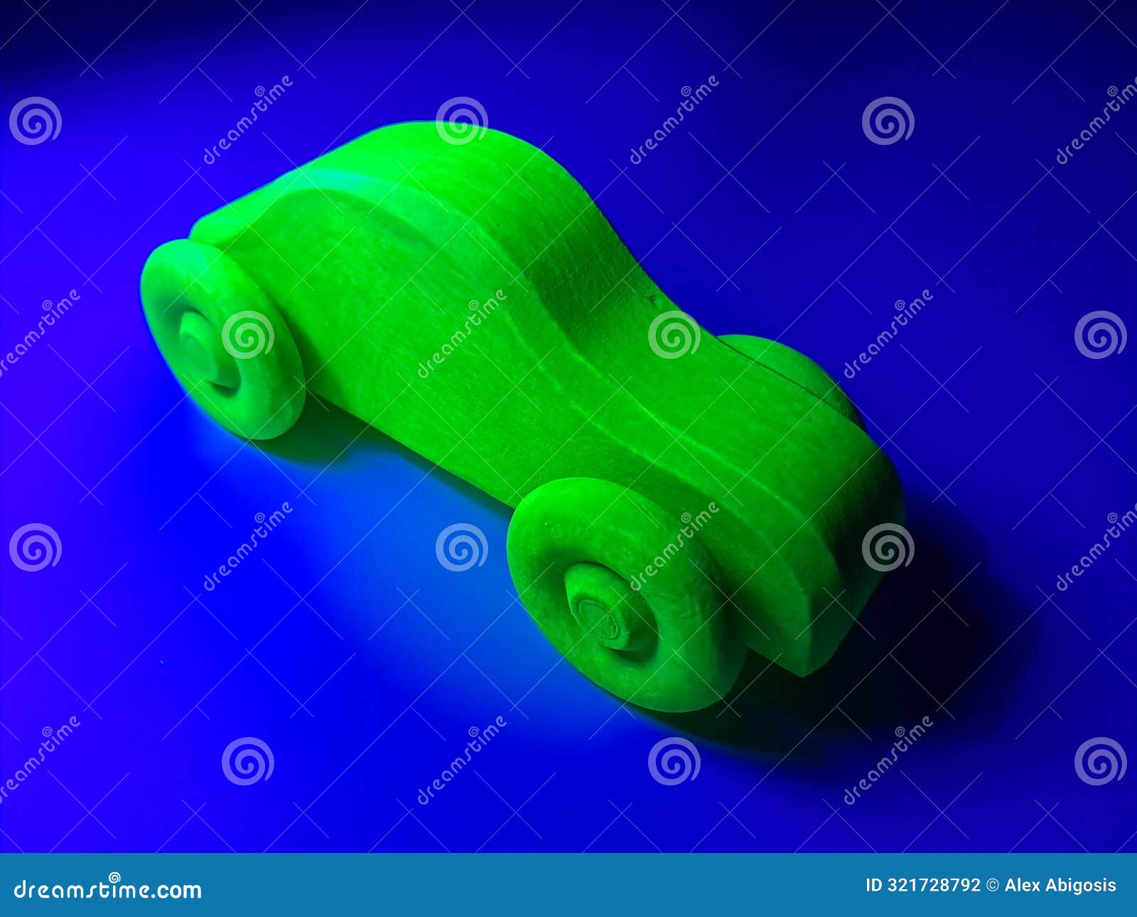 Neon Green Toy Car Under a Black Light Glowing Stock Photo - Image of ...