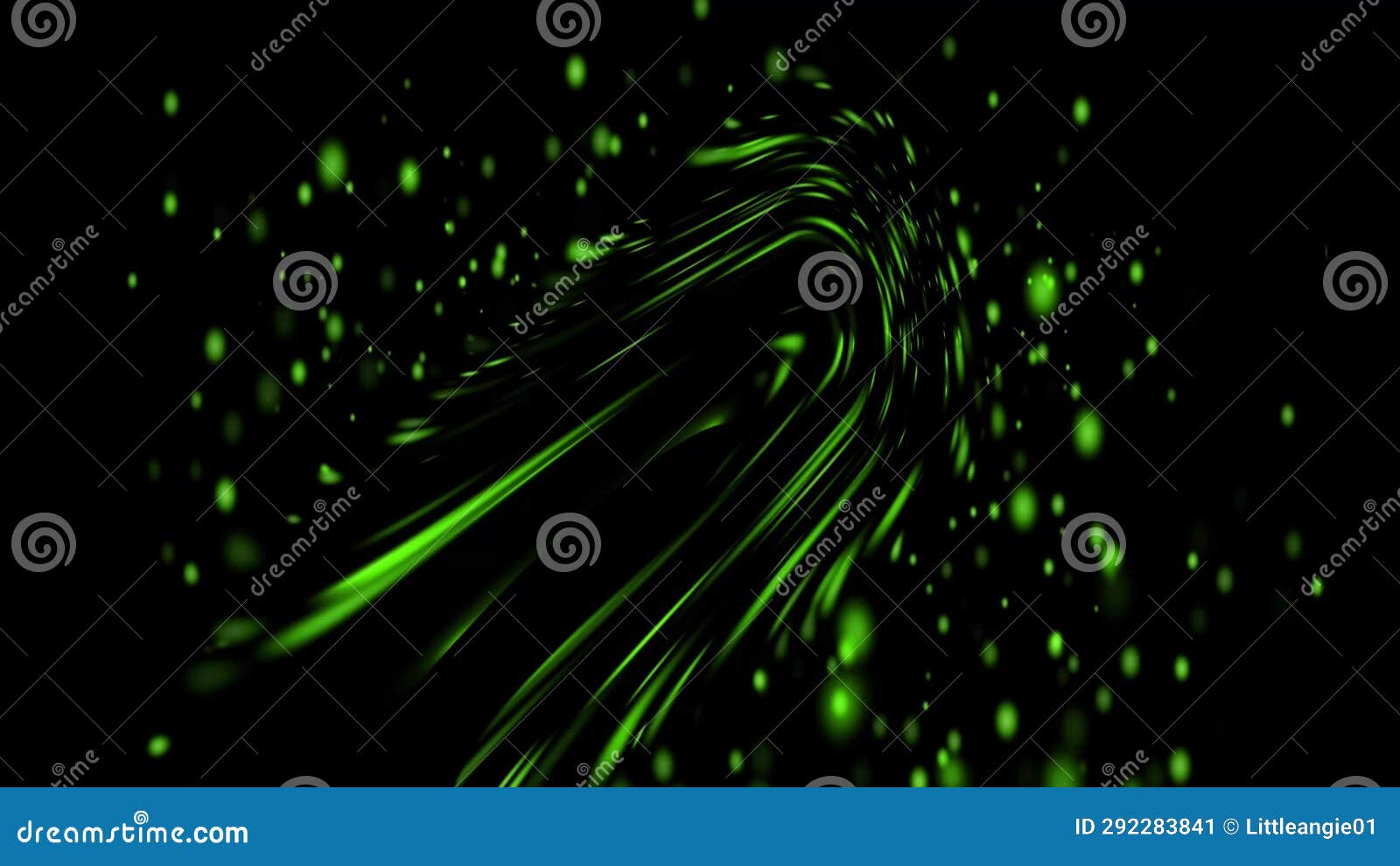 Neon Green Vortex of Particles of Light in Black Spaces in Black Space ...
