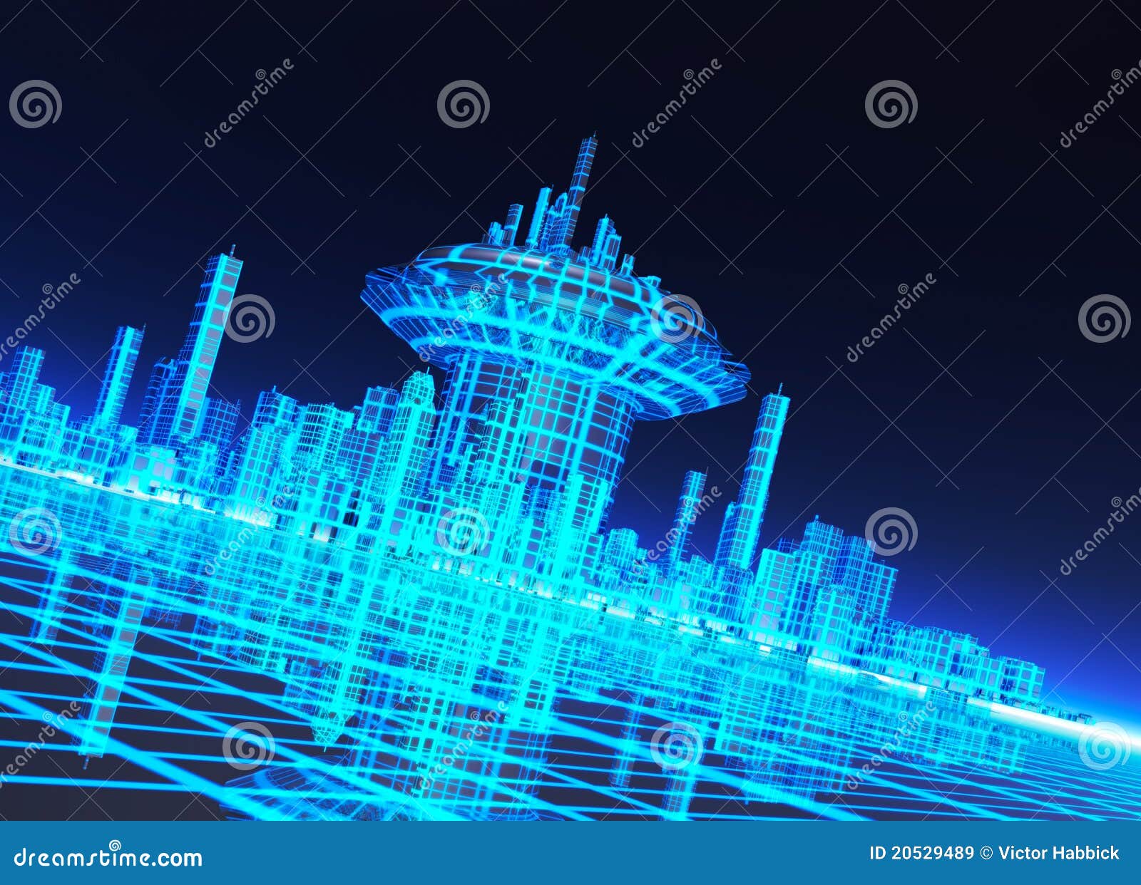 A Neon Grid Effect Backdrop with City Stock Illustration - Illustration ...