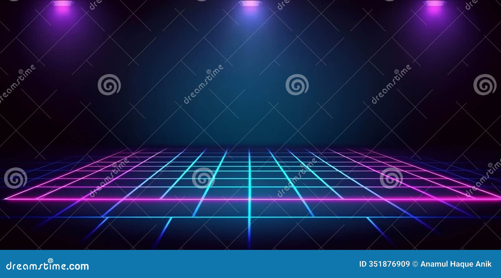 Neon Grid Floor Retro 80s Synthwave Cyberpunk Background Stock ...