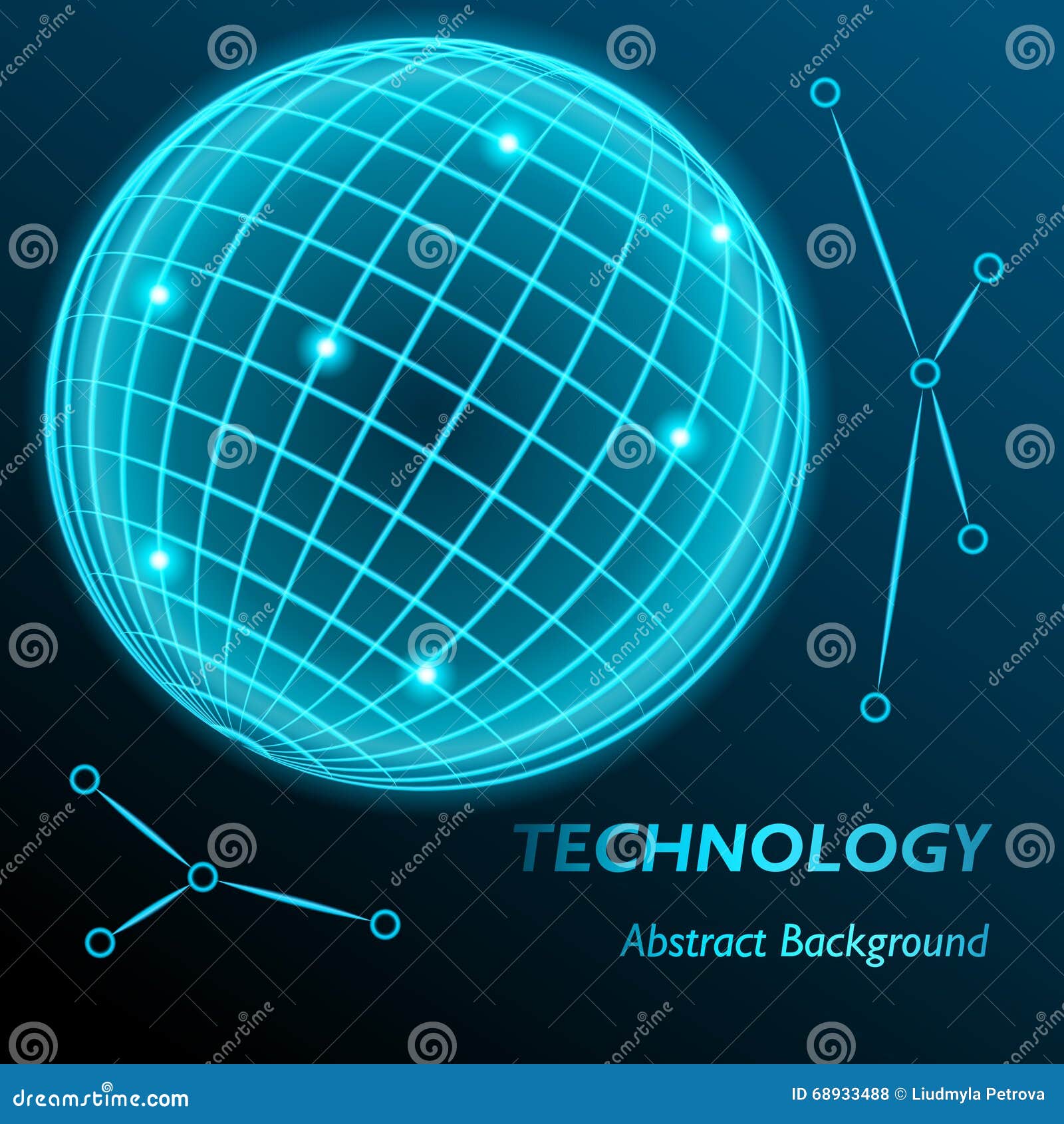 Neon Grid Globe Background. Sphere with Modern Neon Glow. Vector ...