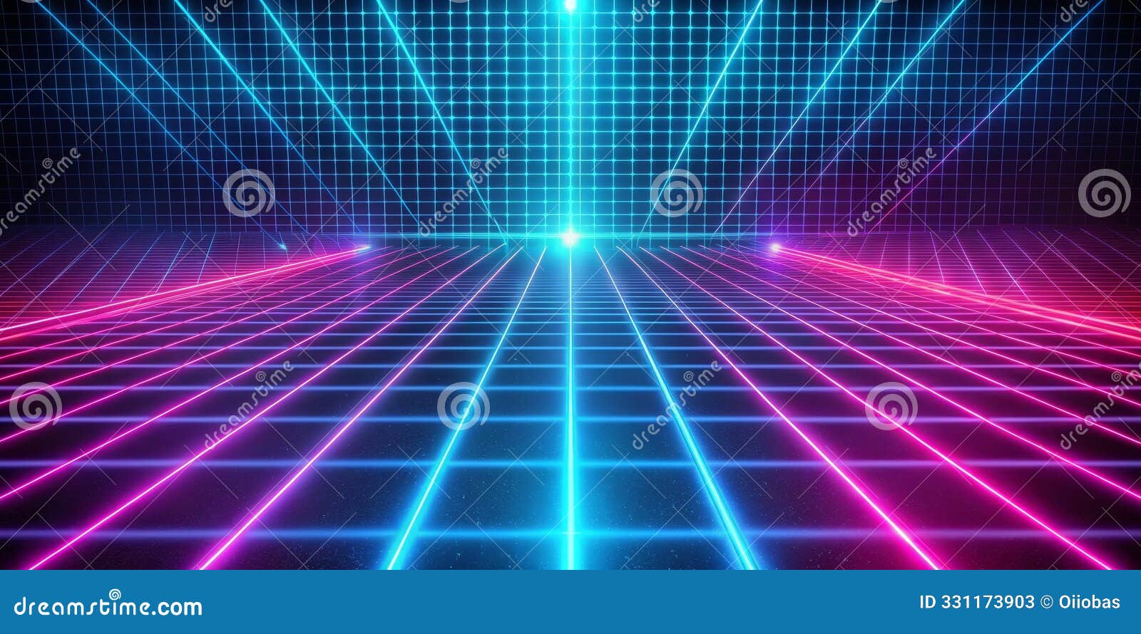 Neon Grid Lines Futuristic 80s Synthwave Background Stock Illustration ...