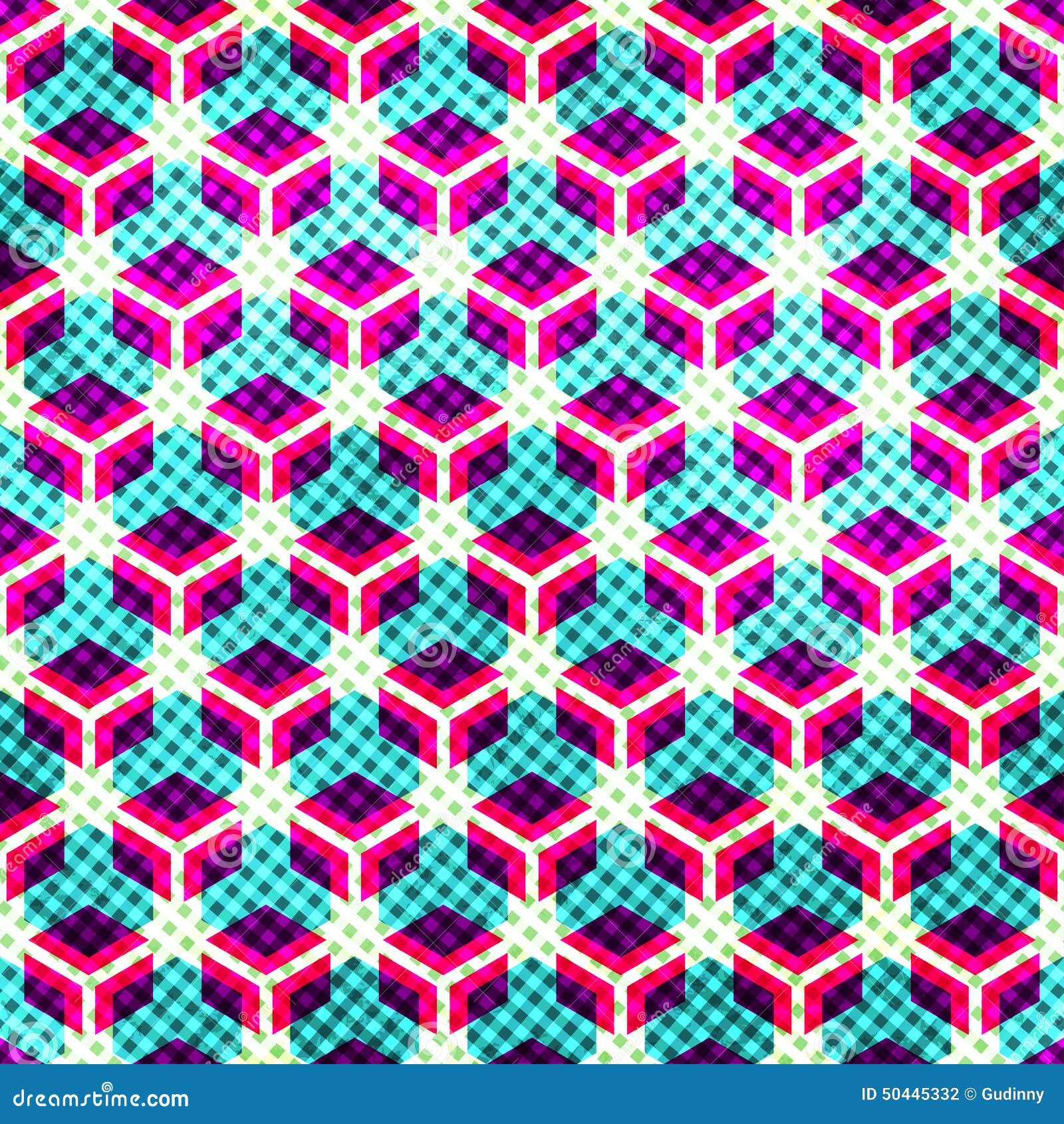 Neon Grid Seamless Pattern With Grunge Effect Stock Vector - Image ...